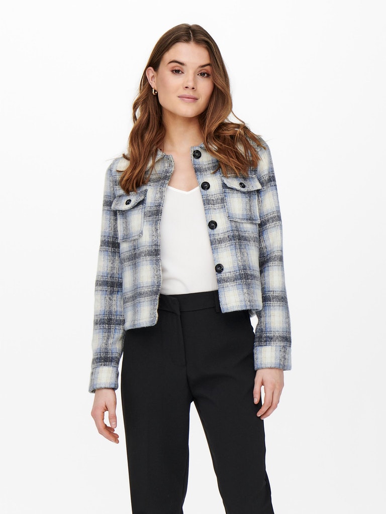ONLY Kurze Wolljacke kariert - Mode Wendeln Shop