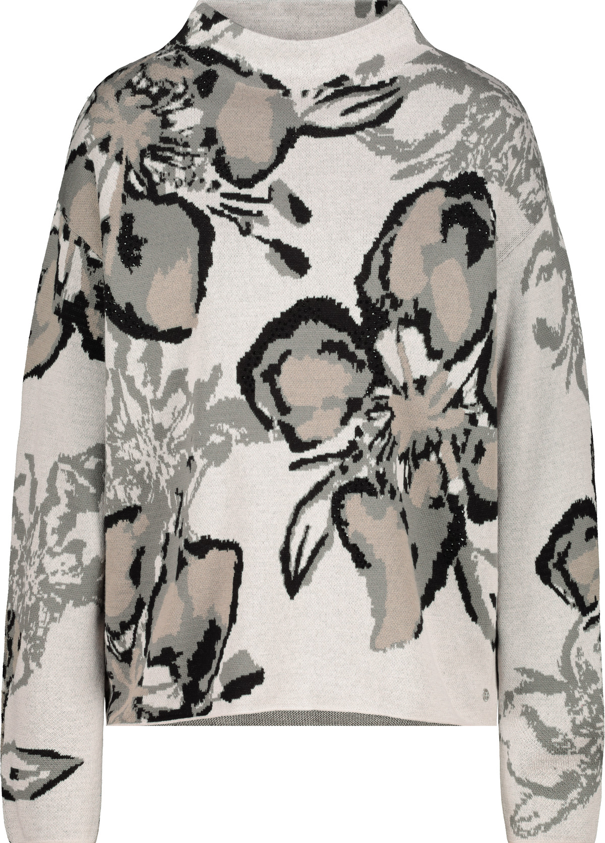MONARI Damen Pullover mit Blumendruck in Grün und Grau - Mode Wendeln Shop